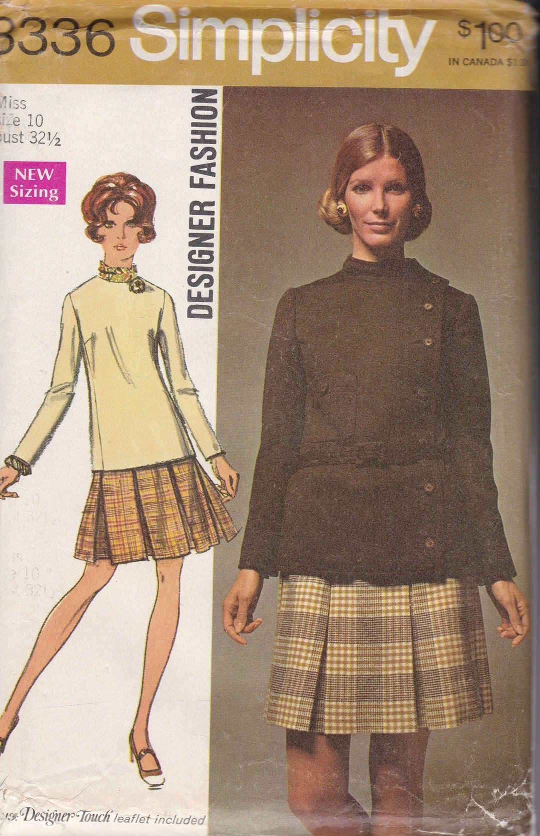 Simplicity 8336 Vintage Sewing Pattern Skirt Jacket Blouse Suit Size 10 ...