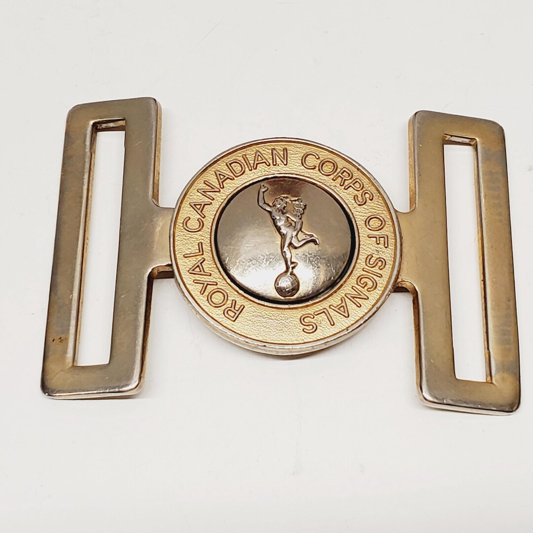 Royal Canadian Signal Corps Belt Buckle Signed SCULLY Canada Armed ...