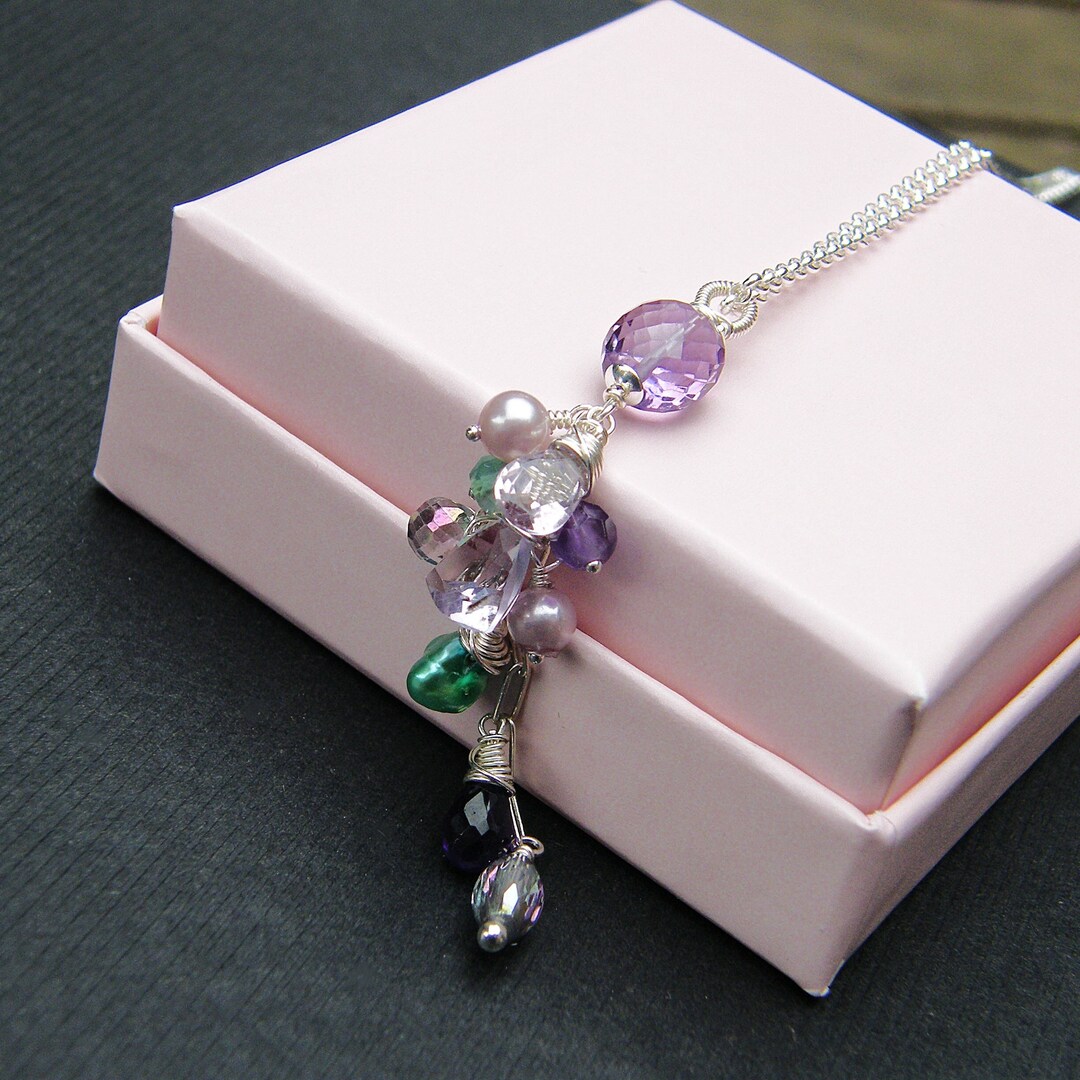 Purple Amethyst Mystic Topaz Sterling Silver Pendant Necklace, Long ...