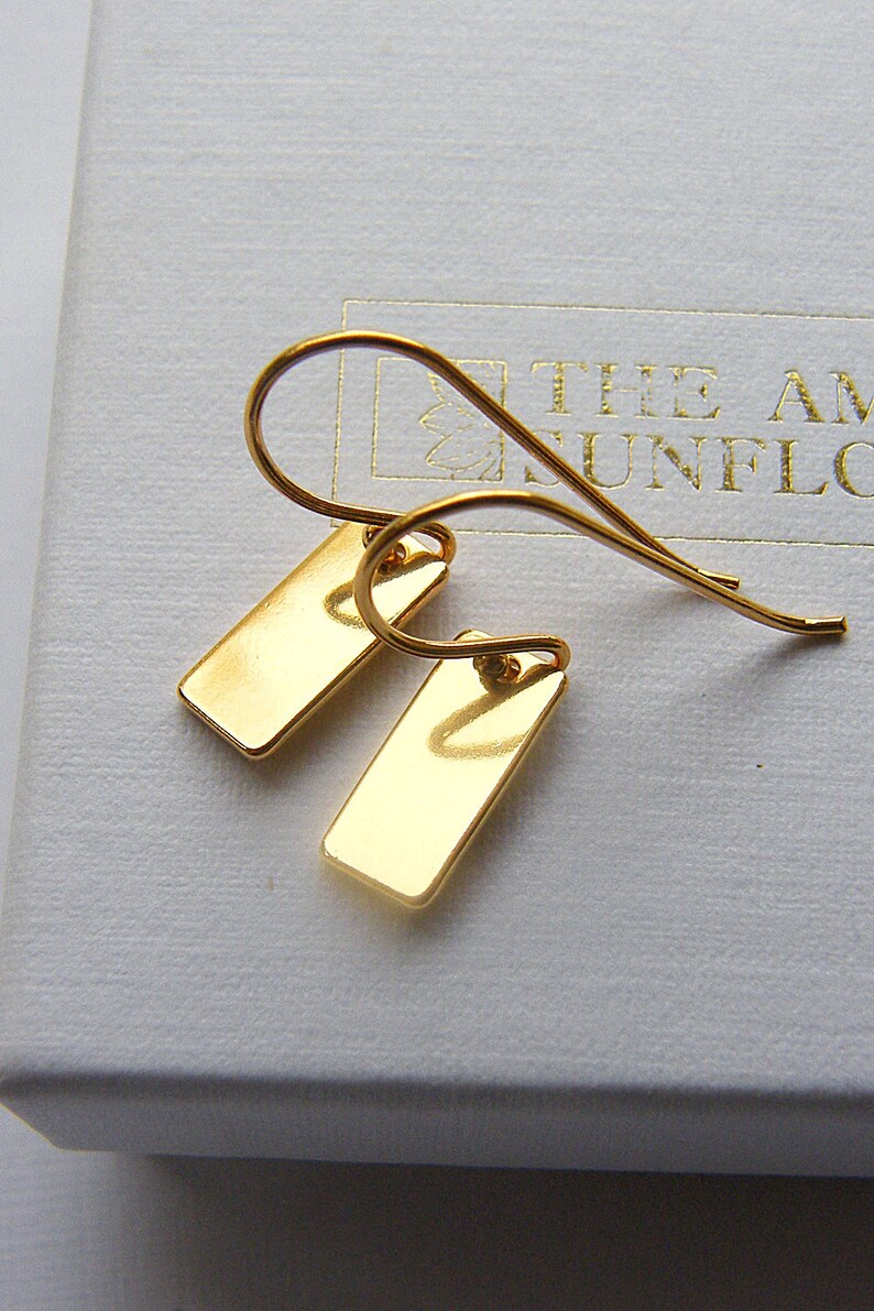 Gold Rectangle Earrings Small Gold Earrings Minimalist - Etsy