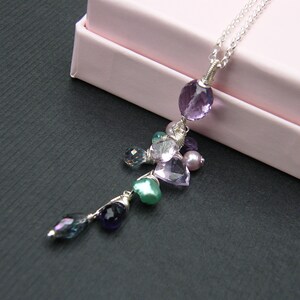Purple Amethyst Mystic Topaz Sterling Silver Pendant Necklace, Long ...