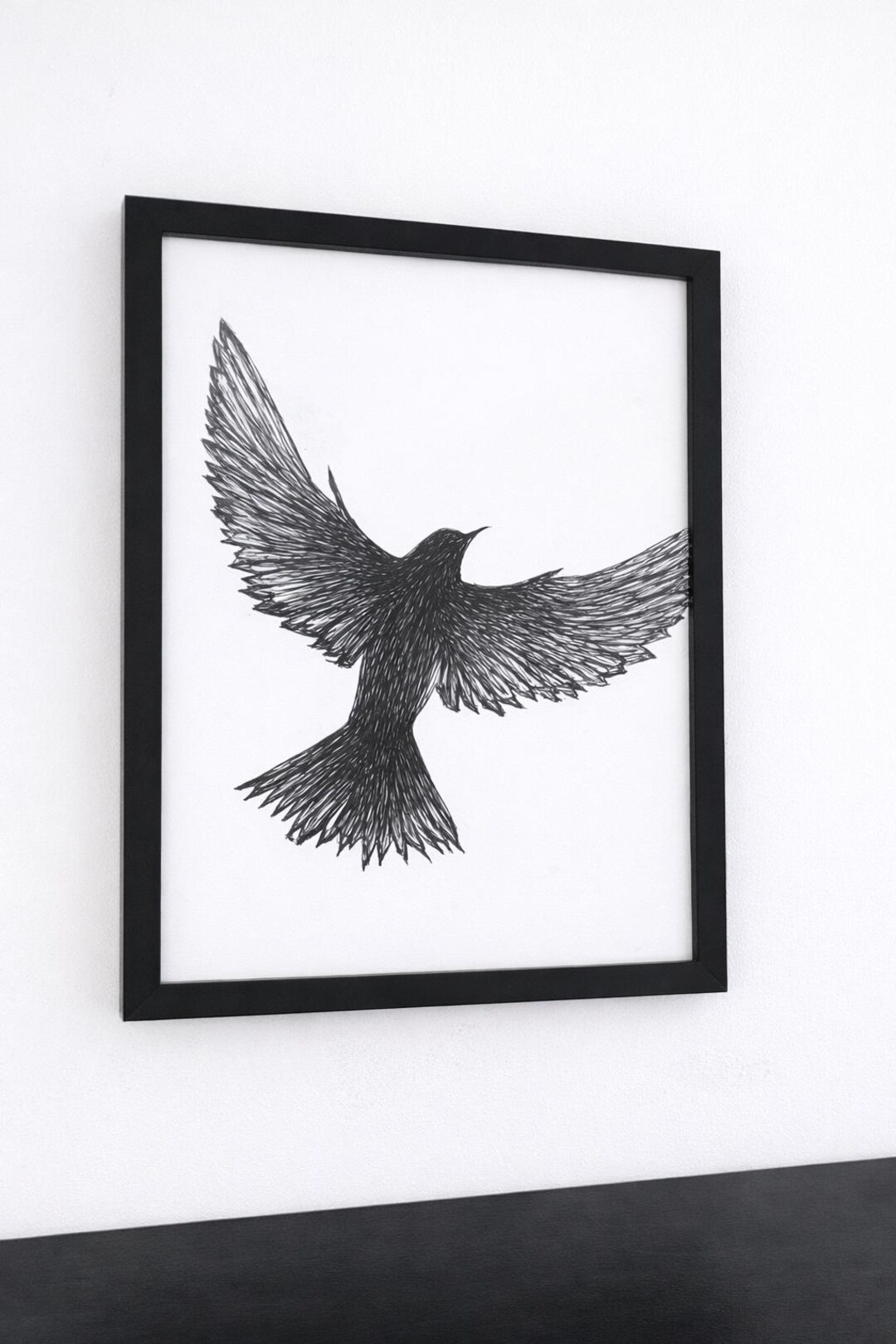 Over My Head. Framed Crow Art - Original Pen and Ink Drawing, A4 - Etsy