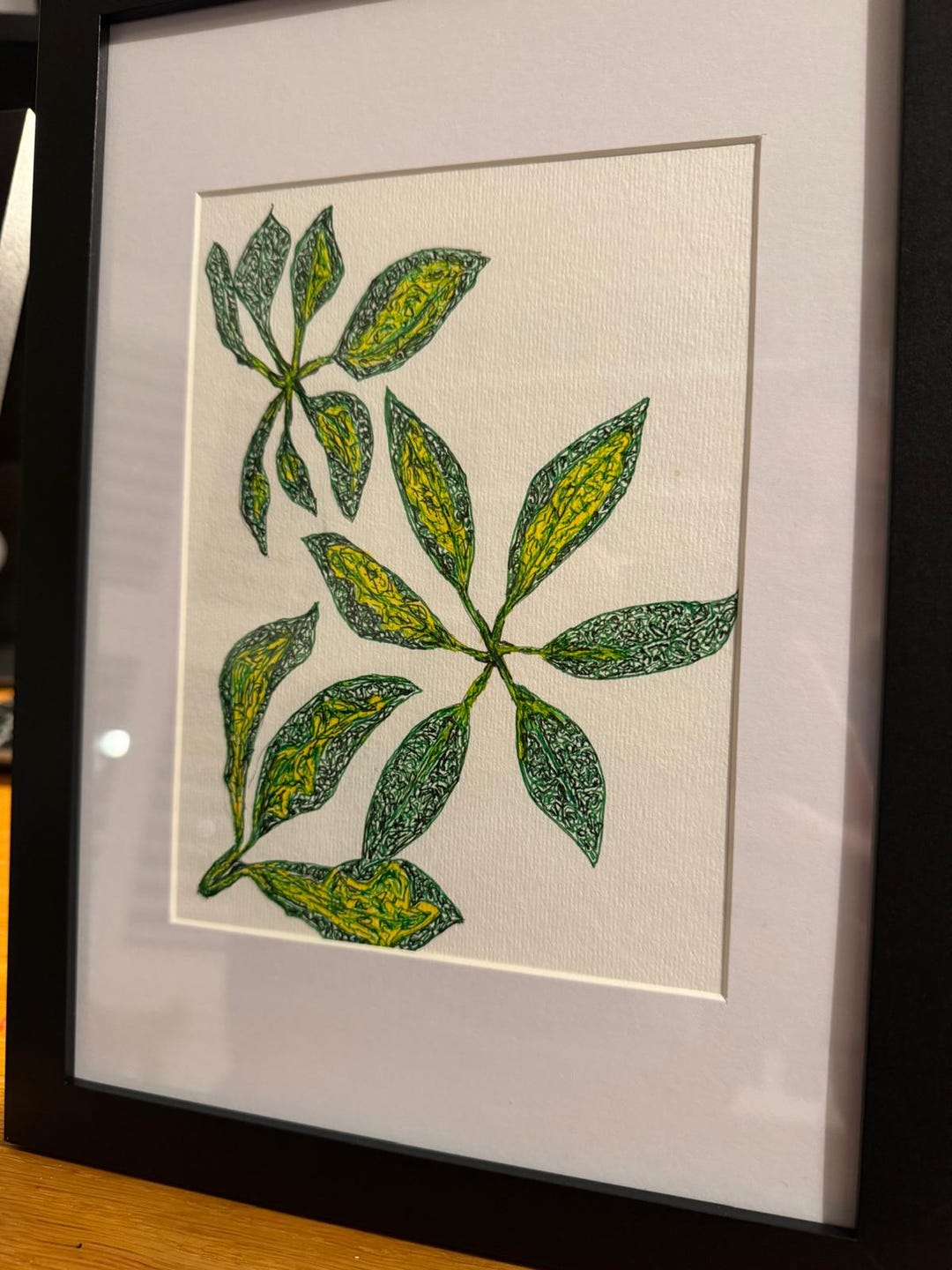 A4 Framed Pen and Ink Drawing of Leaves. Original, Not a Print. - Etsy