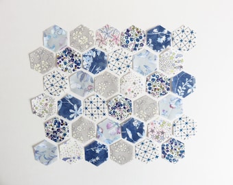 EPP Kit 08 Liberty Lawn 1 Inch English Paper Piecing 48 Hexagon Fabric and Paper Collection. - Etsy