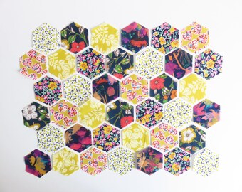 EPP Kit 08 Liberty Lawn 1 Inch English Paper Piecing 48 Hexagon Fabric and Paper Collection. - Etsy