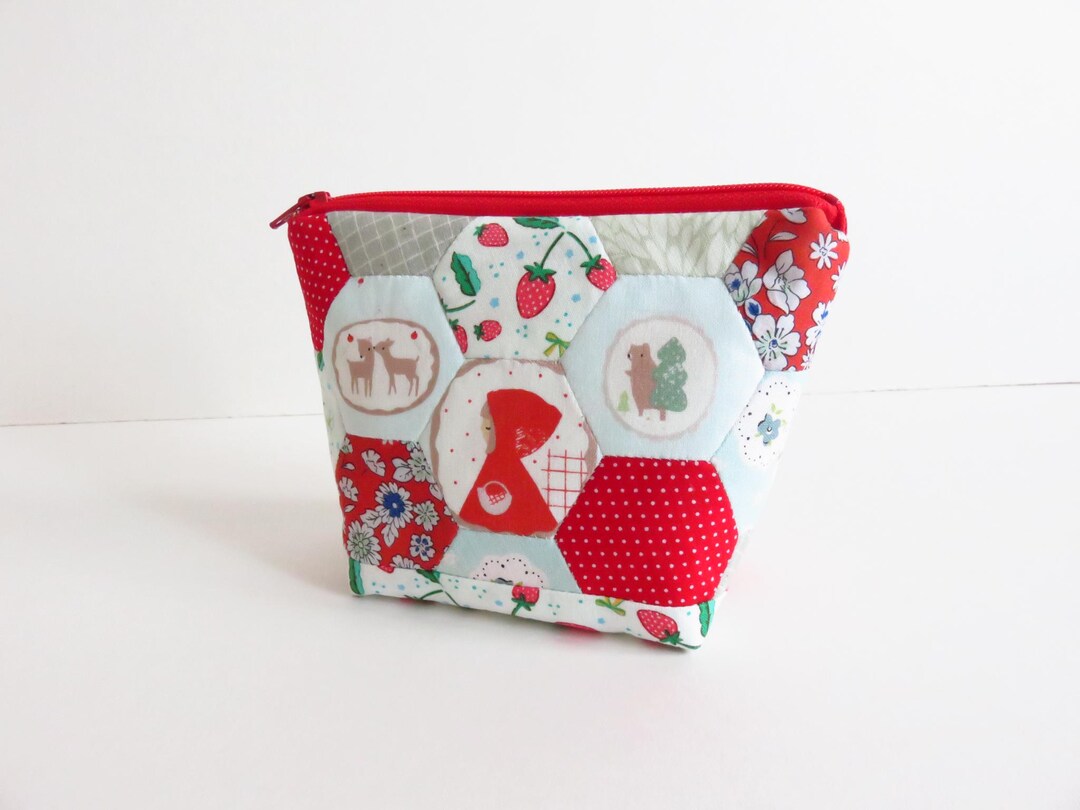 Palm Pouch Mixed Prints Epp Hexie Patchwork Fabric Zippered Purse - Etsy