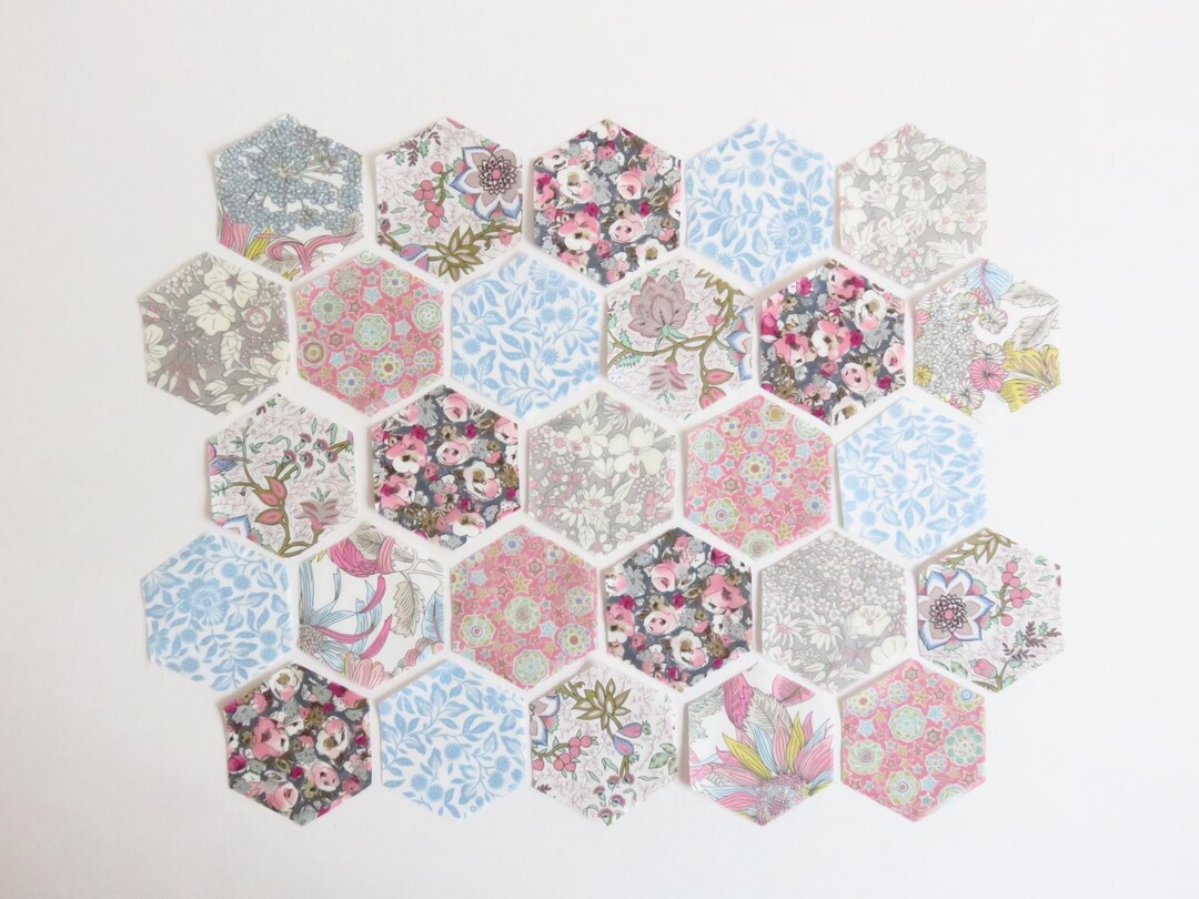 EPP Kit #15 Liberty Lawn 1 Inch English Paper Piecing 48 Hexagon Fabric and Paper Collection. - Etsy