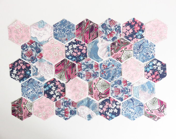 EPP Kit 08 Liberty Lawn 1 Inch English Paper Piecing 48 Hexagon Fabric and Paper Collection. - Etsy