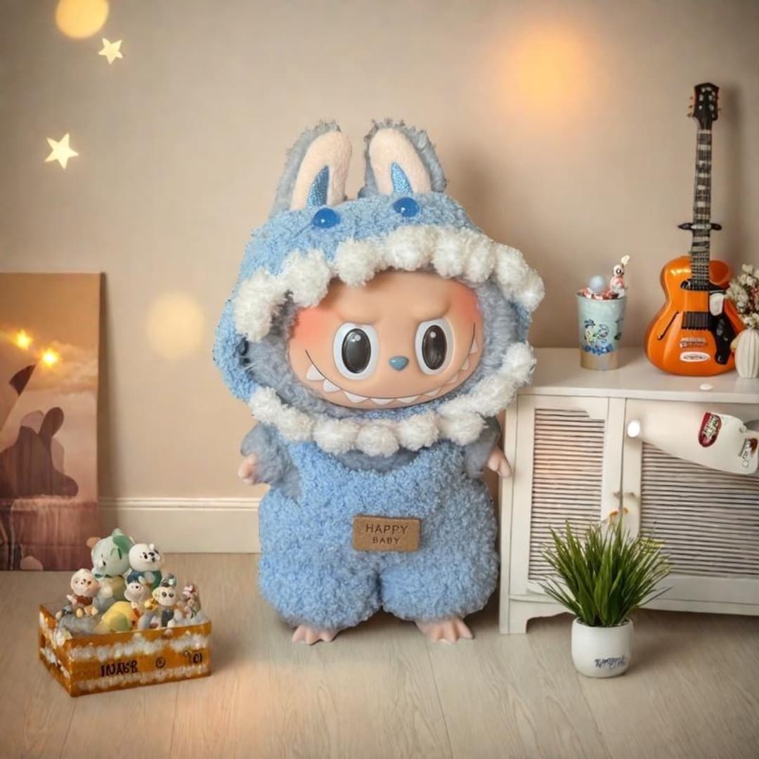 Labubu Adorable Plush Blue Shark Doll Outfit - Etsy
