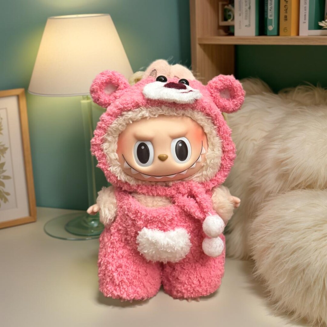 Labubu Pink Strawberry Bear Plush Doll Outfit - Etsy UK