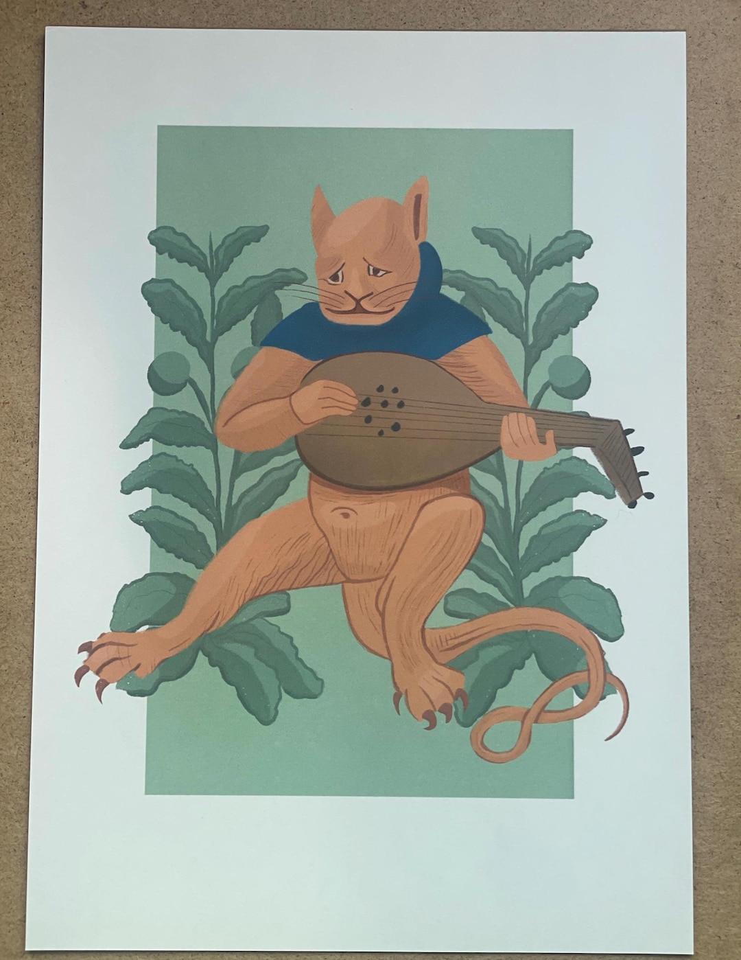 Medieval Cat A4 Print | Lute Playing Feline Middle Ages History Feline ...