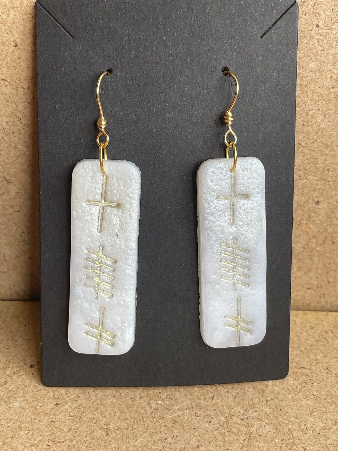Ogham Love Earrings Stamped White Gold Ireland Design Irish Archaeology ...
