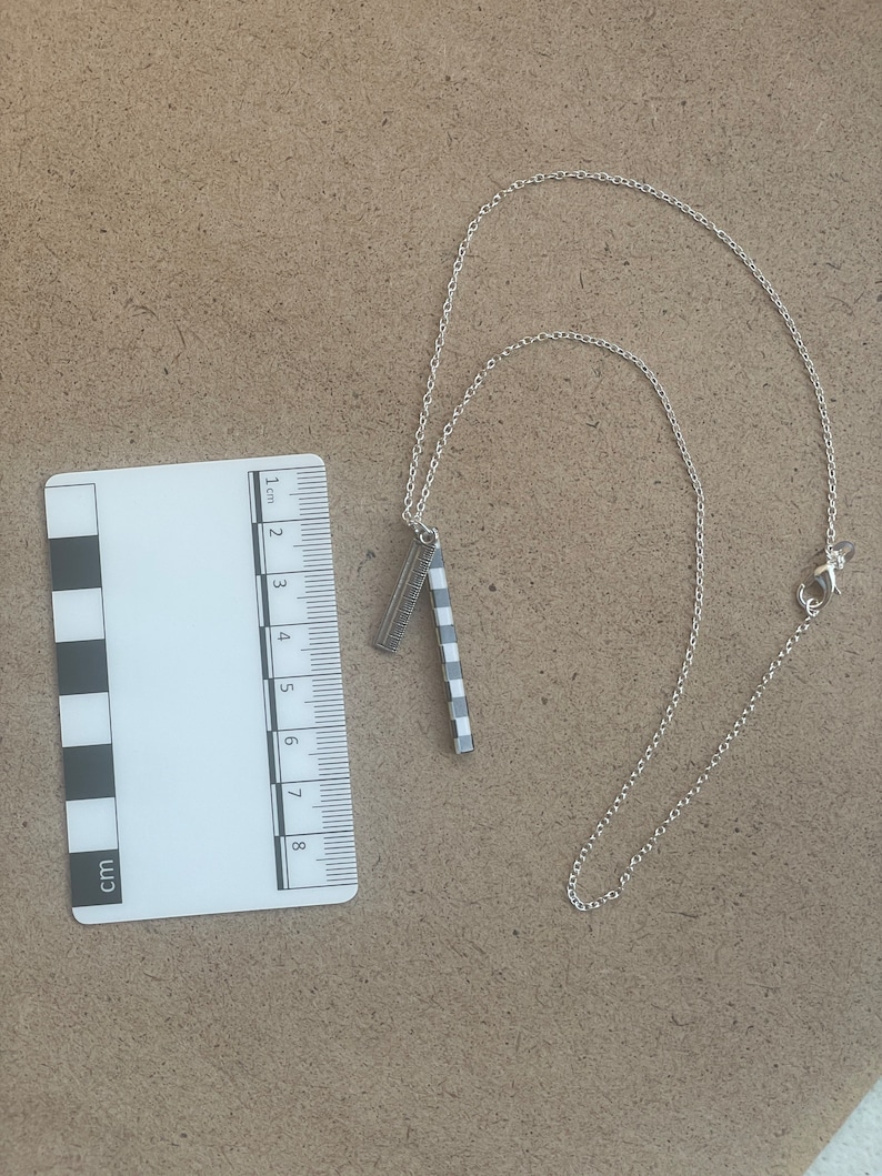Archaeology Photo Scales & Ruler Necklace Silver Charms Acetate Black ...