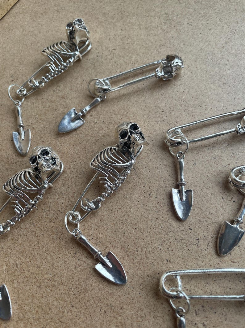 Skull & Trowel Safety Pin Brooch Archaeology Osteology Archaeologist ...