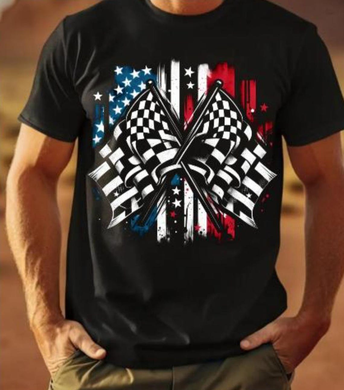 American Flag Racing Tshirt Any Size Men or Women Unisex Shirt ...