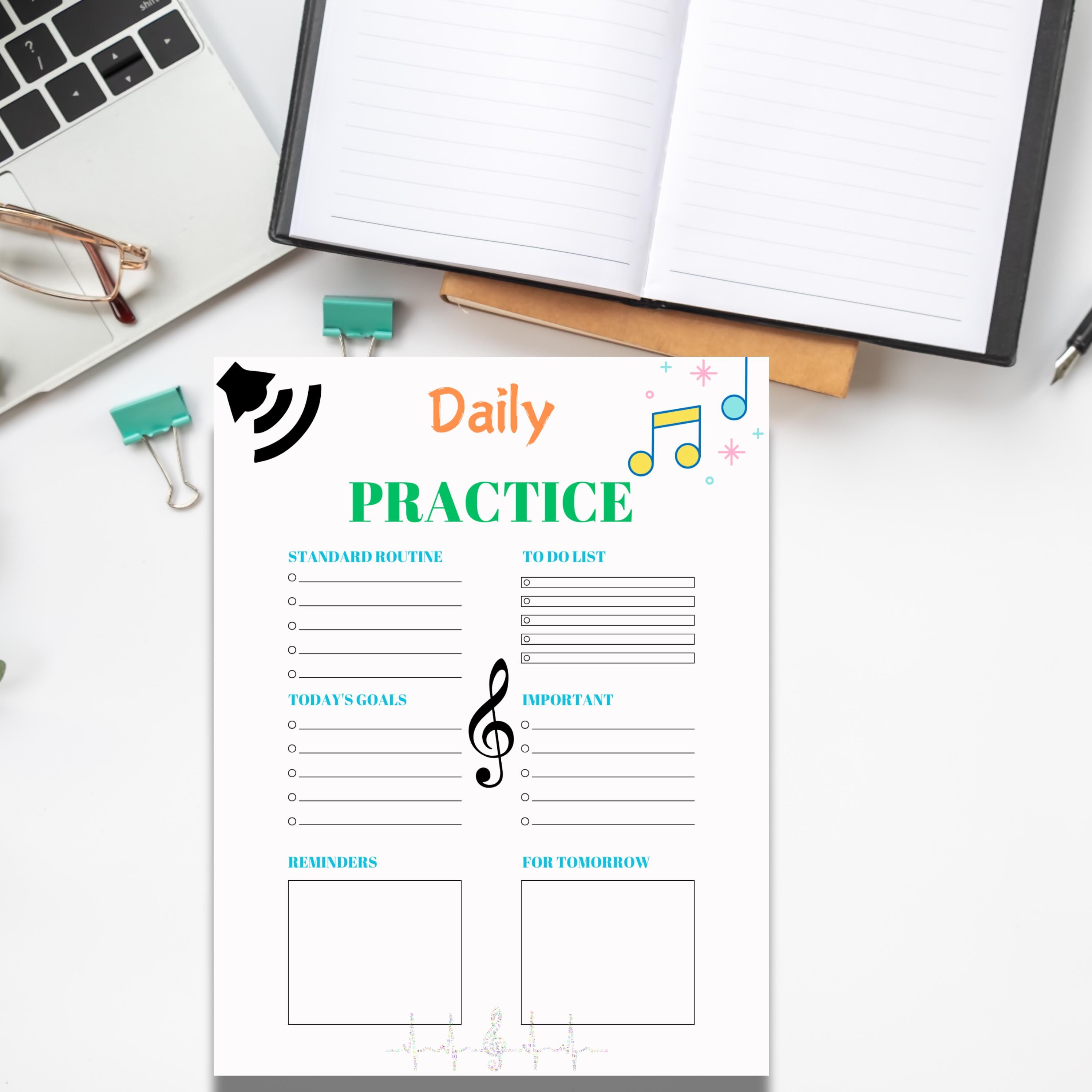 Daily Music Practice Sheet | Printable Practice Log | Music Planner PDF ...