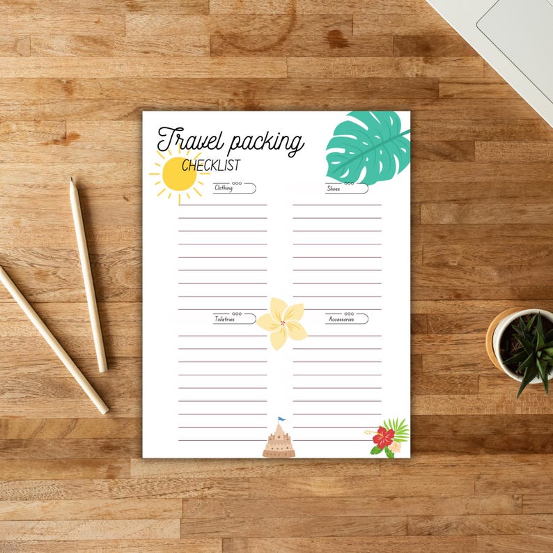 Summer Travel Checklist Bundle | Printable Packing List | Travel ...