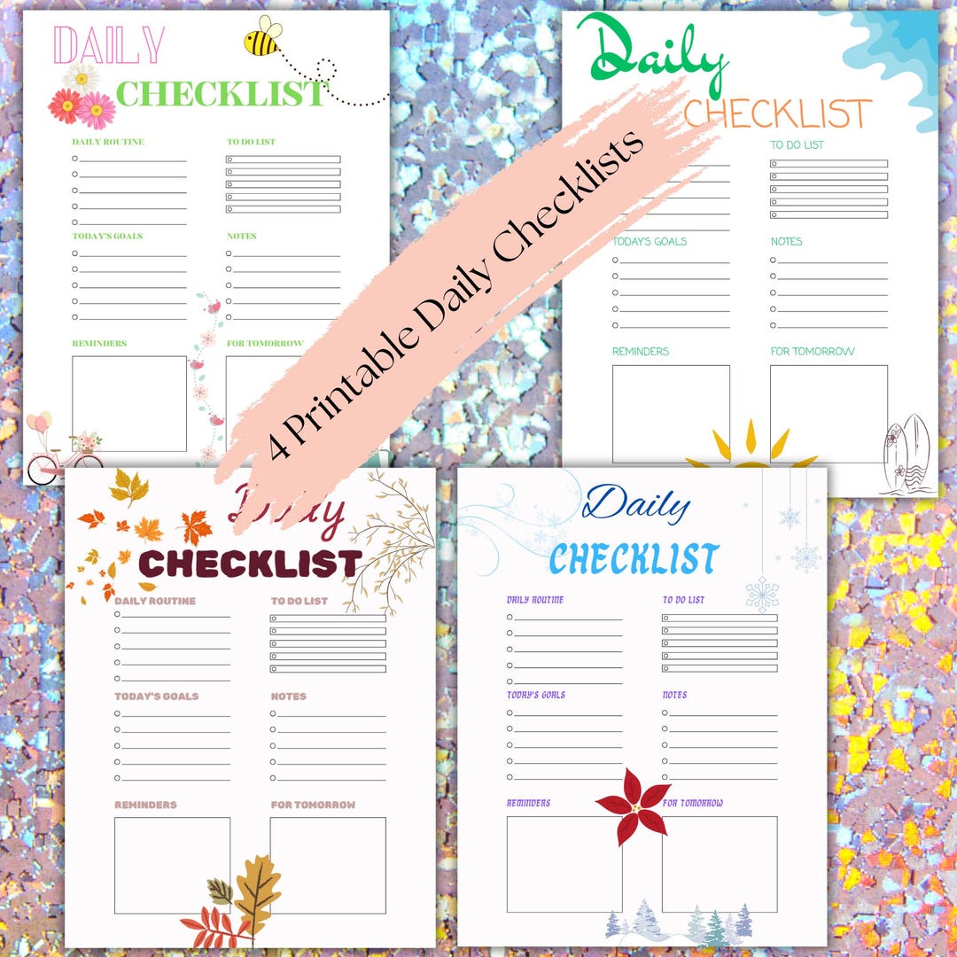 Seasonal Daily Checklist Bundle | Winter Spring Summer Fall | Printable ...