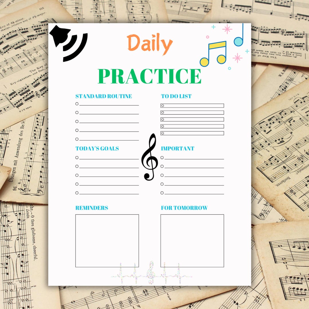 Daily Music Practice Sheet | Printable Practice Log | Music Planner PDF ...