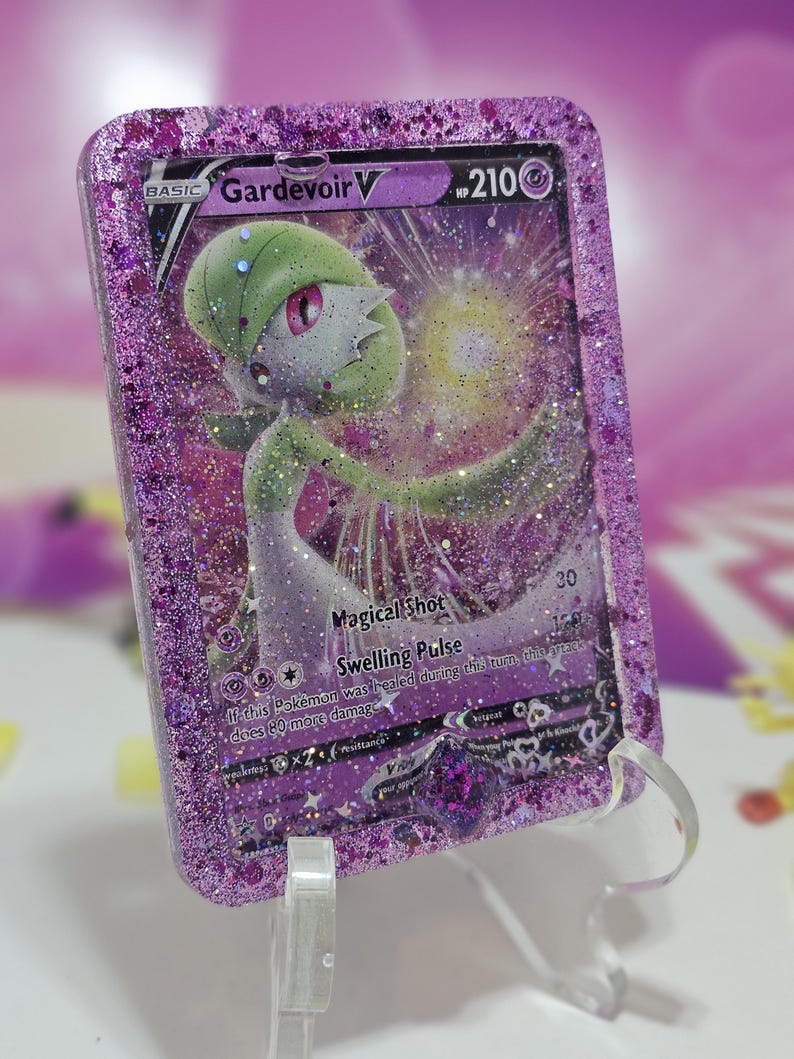 Elegant Gardevoir Pokemon Trading Card Fully Encased Resin Glitter ...