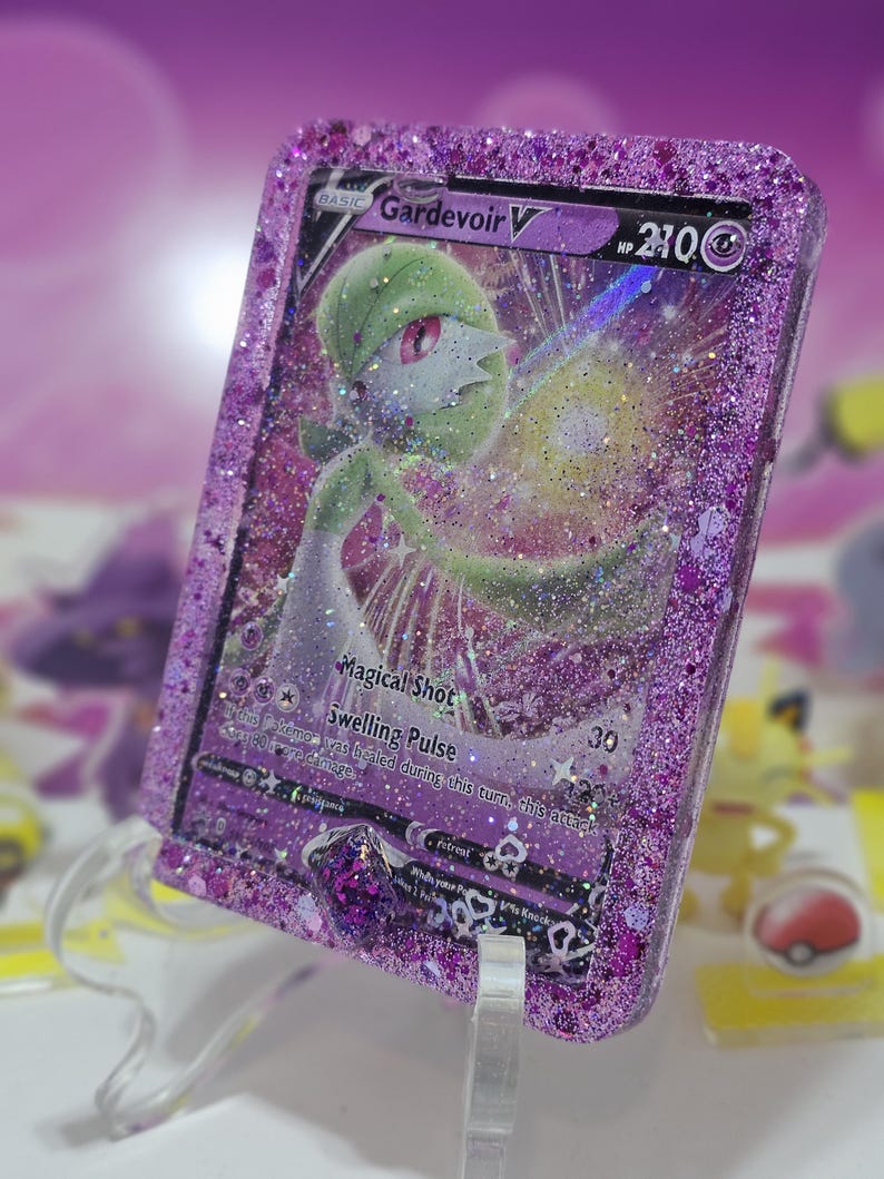 Elegant Gardevoir Pokemon Trading Card Fully Encased Resin Glitter ...