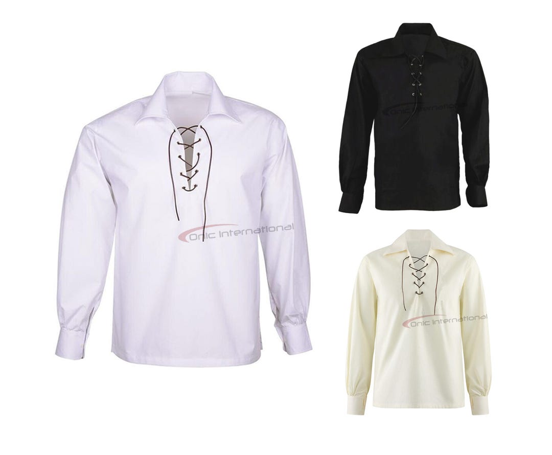 Scottish Jacobite Ghillie Highland Shirt Full Sleeve With Lace-up in ...