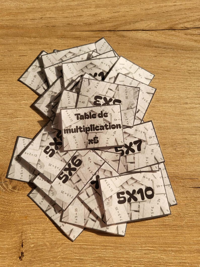Multiplication Table X5 - Printable Memory Game - Math Flashcards - 12 ...