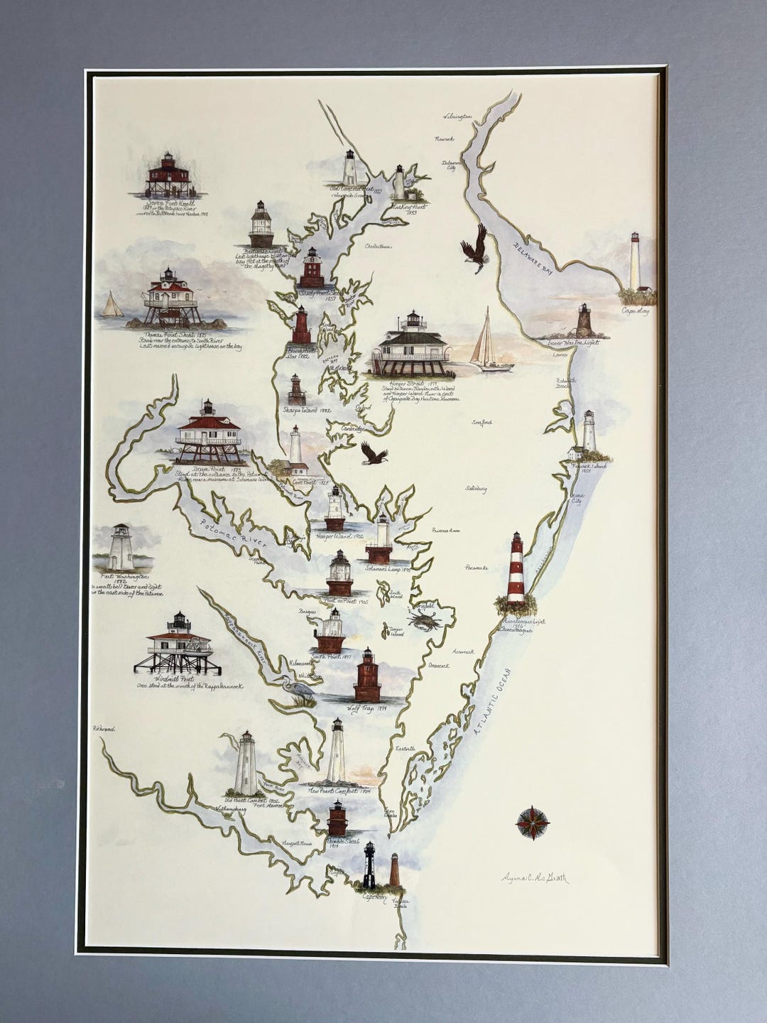 Chesapeake Bay Large Lighthouse Print - Etsy