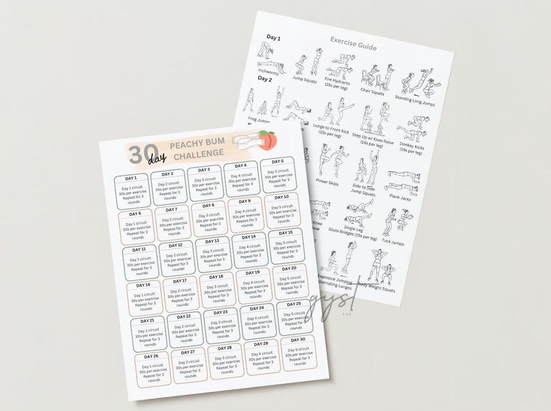 30 Day Peachy Bum Beginner Friendly Challenge Exercise Guide | Digital ...