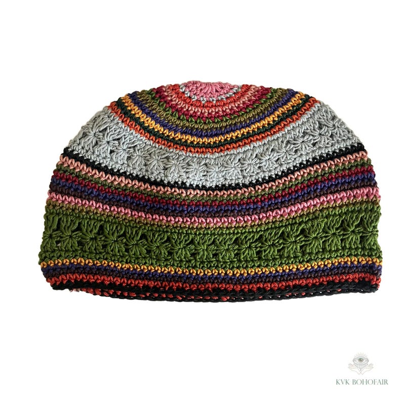 Striped Kufi Skull Cap - Crocheted Beanie Hat, Ethically Sourced - Etsy