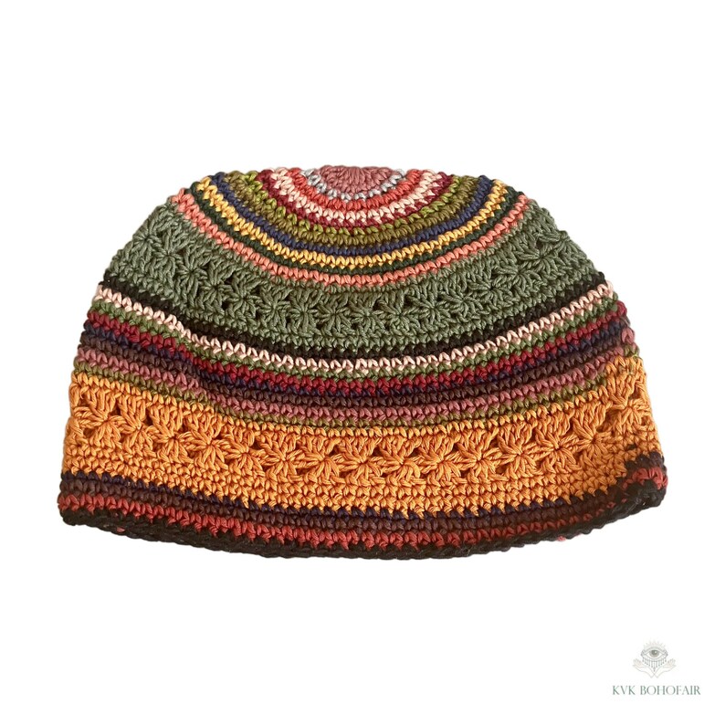 Striped Kufi Skull Cap - Crocheted Beanie Hat, Ethically Sourced - Etsy