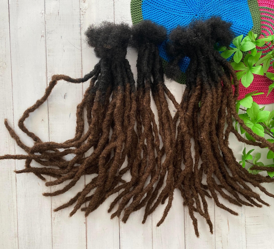 Ombre Medium Brown Tips Human Hair Dreadlock Extensions: Textured ...