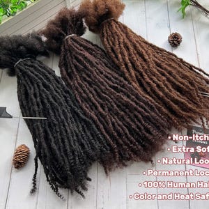 100 Locs Bundle Human Hair Textured Loc Extensions With Curly Ends in ...