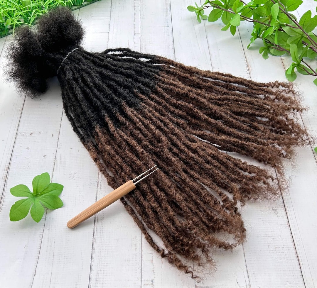 Ombre Human Hair Loc Extensions: Black Roots to Brown Curly Tips - Etsy
