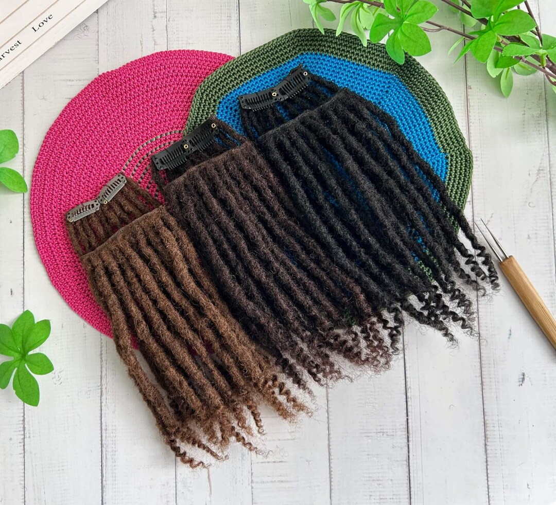 Clip-in Human Hair Textured Loc Extensions With Curly Ends - Handmade ...