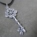 Seven Spiral Key / Key Necklace on Black Satin Cord / Lucky 7 ...