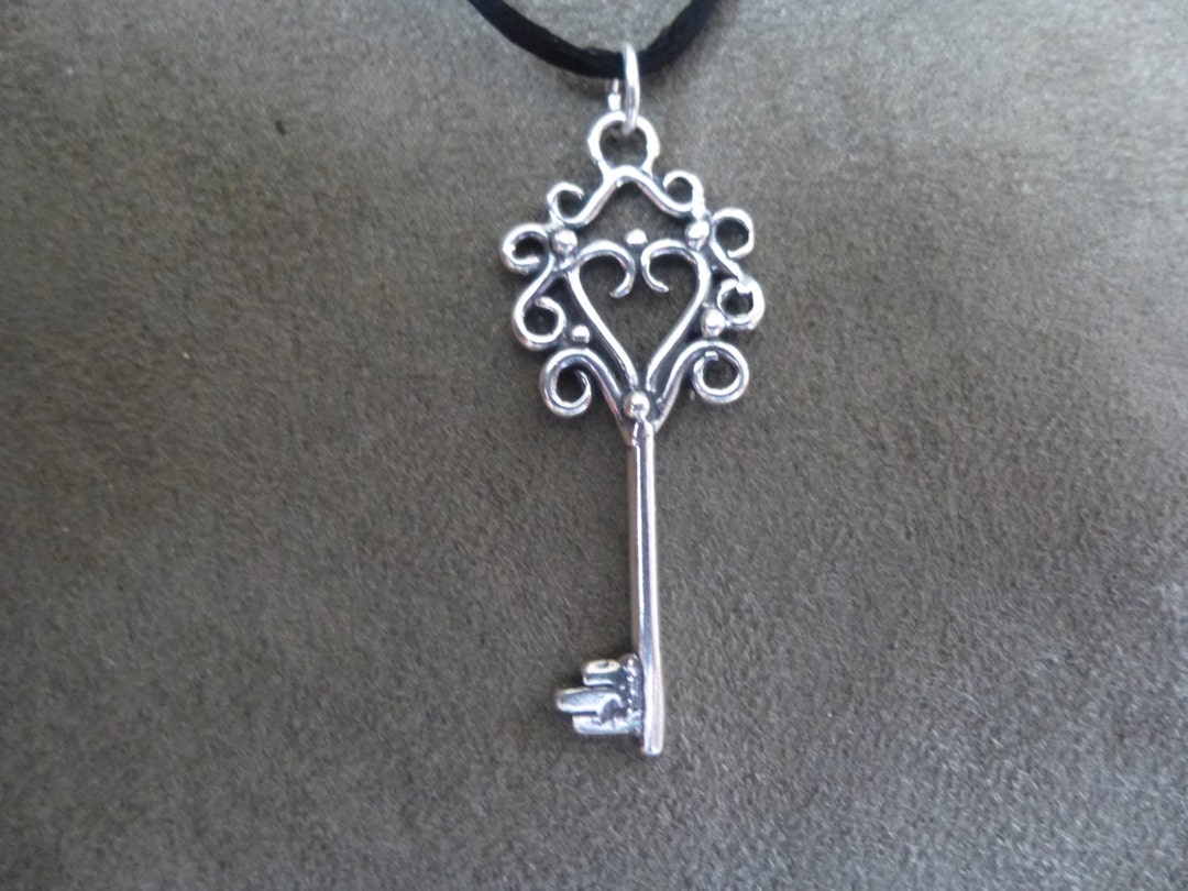 Romance Key / Sterling Silver Skeleton Key Necklace on Chain / Key of ...