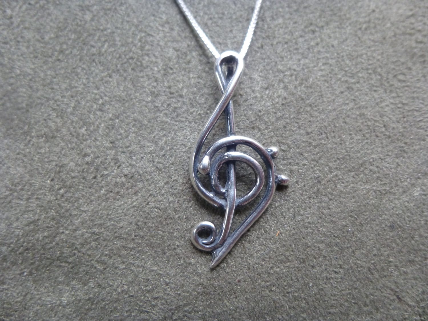 Treble Clef-bass Clef Mash-up / G-clef F-clef Sterling Silver on Chain ...