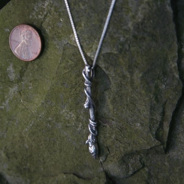 Earth Wand Magic Wand Sterling Silver on Sterling Silver Box Chain or ...