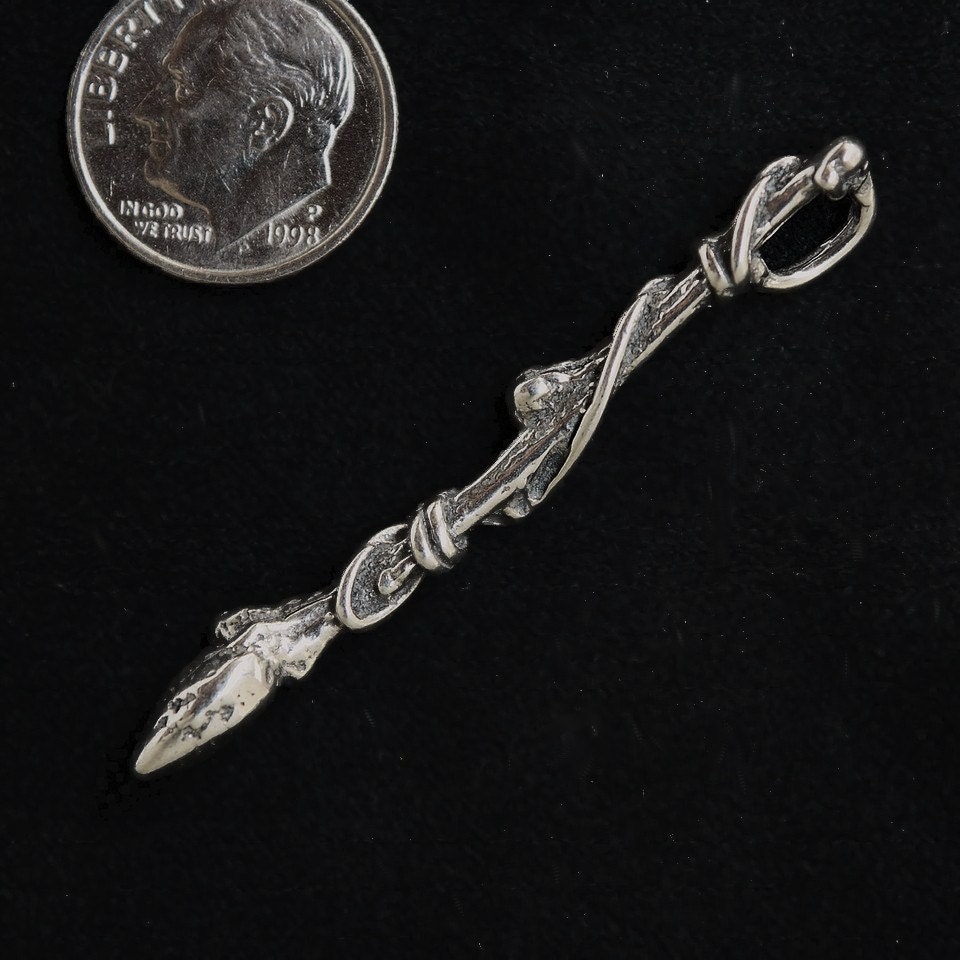 Earth Wand Magic Wand Sterling Silver on Sterling Silver Box Chain or ...