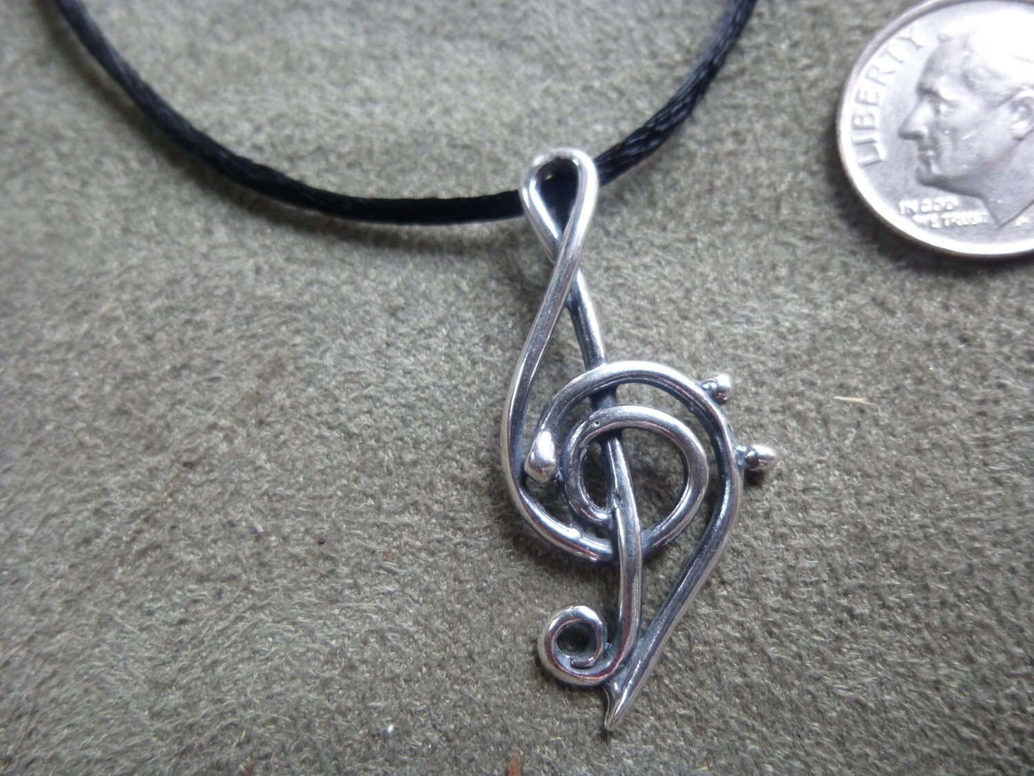 Treble Clef Bass Clef Mash-up G Clef F Clef Sterling Silver Musical ...