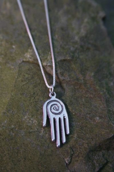 Spiral Spirit Hand Sterling Silver Necklace on Choice of | Etsy