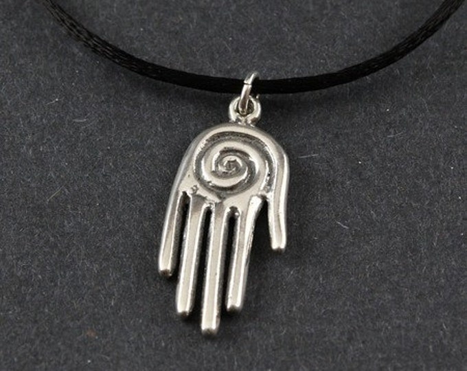 Spiral Spirit Hand Sterling Silver Necklace on Choice of Sterling ...