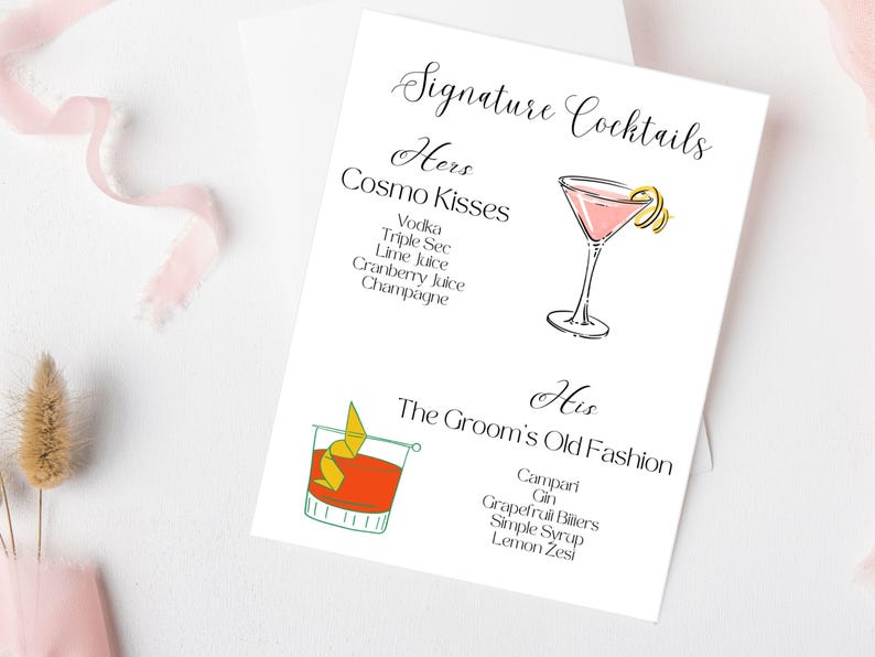 Signature Drink Wedding Signage - Digital Download: Wedding Bride ...