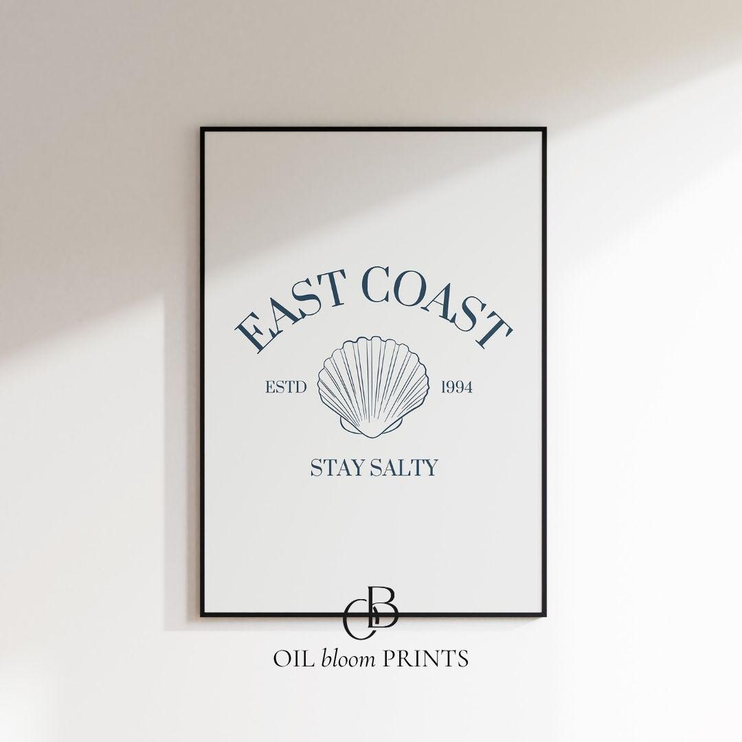 Stay Salty Seashell Print: East Coast Preppy Coastal Wall Art (digital ...