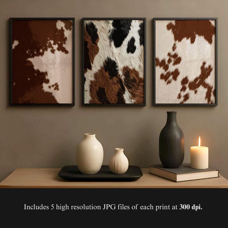 Cow Print Poster Set: Cowboy Nursery, 3 Piece Wall Art (digital ...