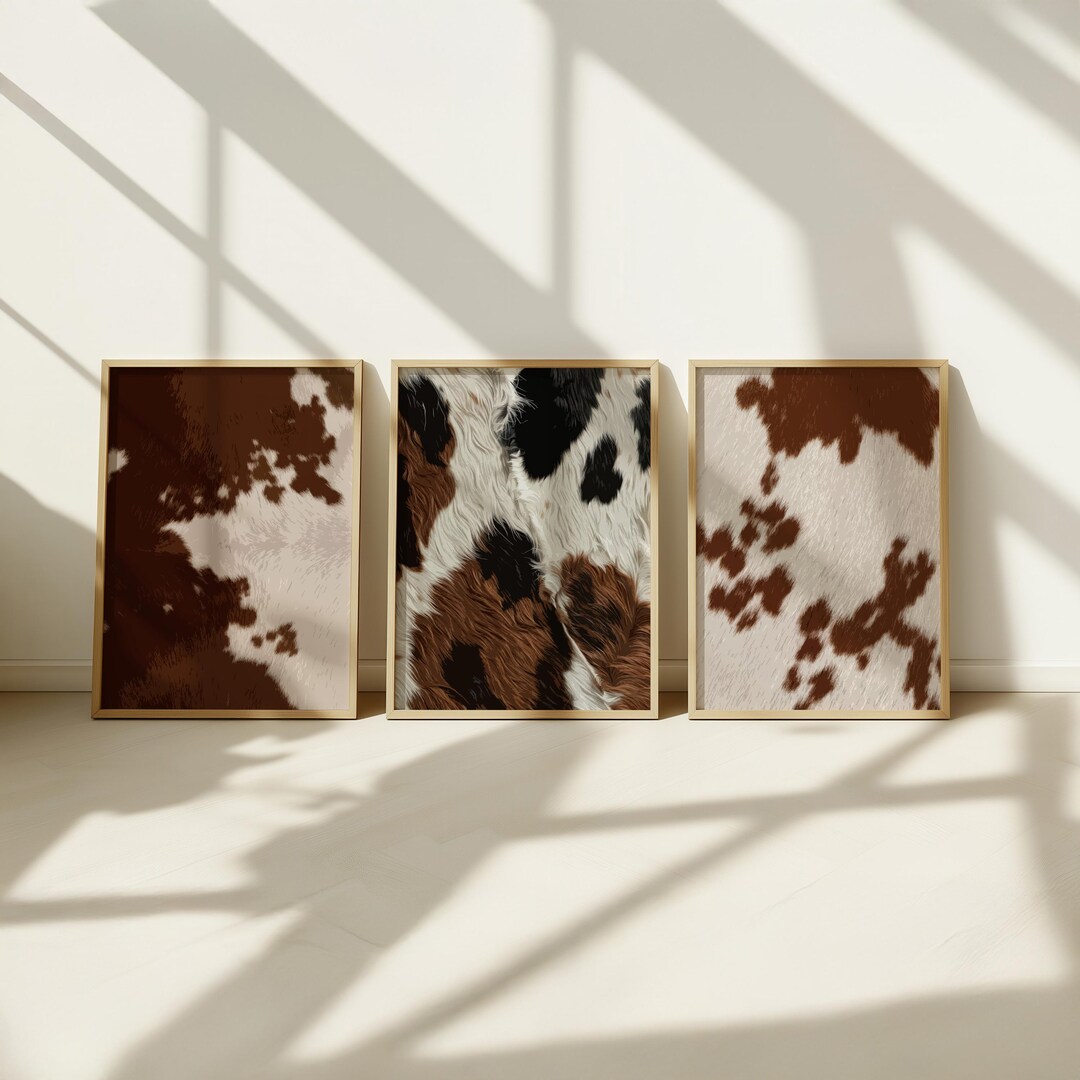 Cow Print Poster Set: Cowboy Nursery, 3 Piece Wall Art (digital ...