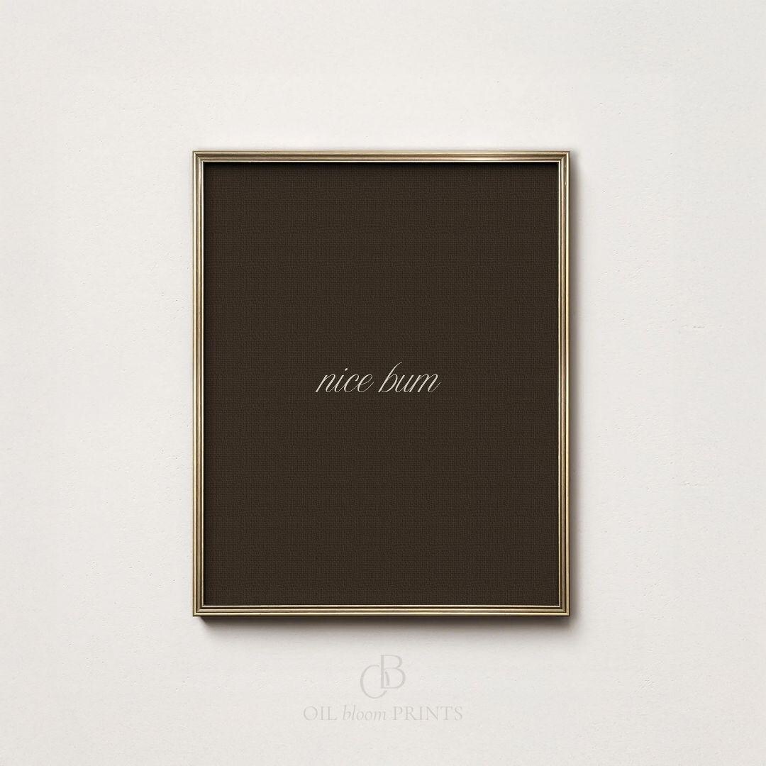 Nice Bum Print: Funny Bathroom Wall Art, Neutral Home Decor PRINTABLE ...