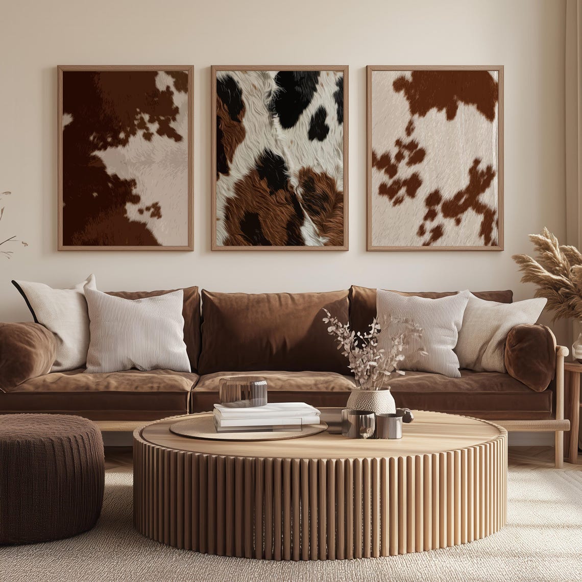 Cow Print Poster Set: Cowboy Nursery, 3 Piece Wall Art (digital ...