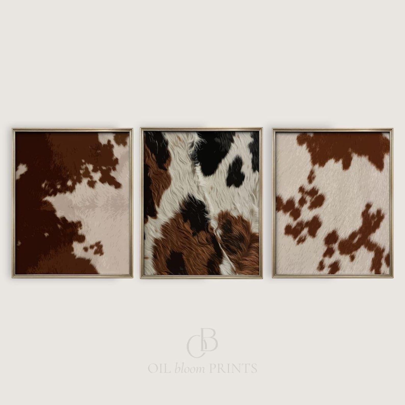 Cow Print Poster Set: Cowboy Nursery, 3 Piece Wall Art (digital ...